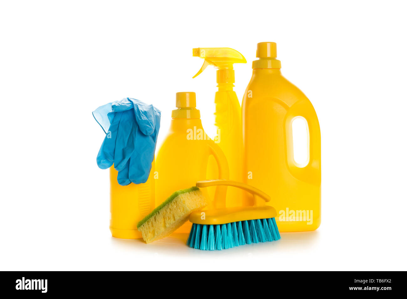 Cleaning product plastic container for house clean on white background ...