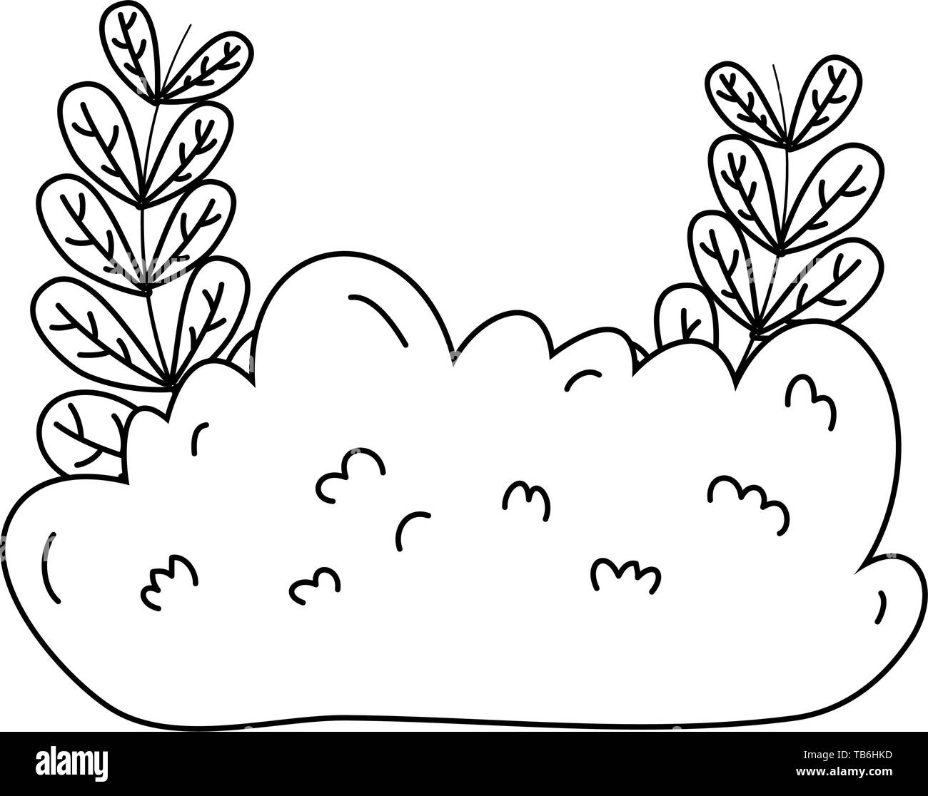 nature outdoor bush with leaves environment cartoon vector illustration ...