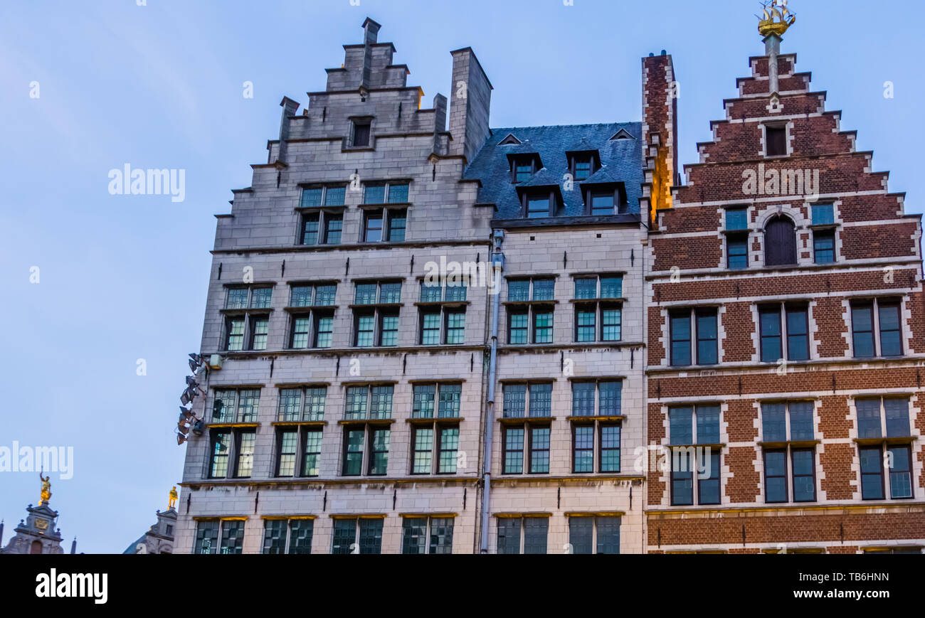 old Classical cottages in the city center of Antwerp, old architecture ...