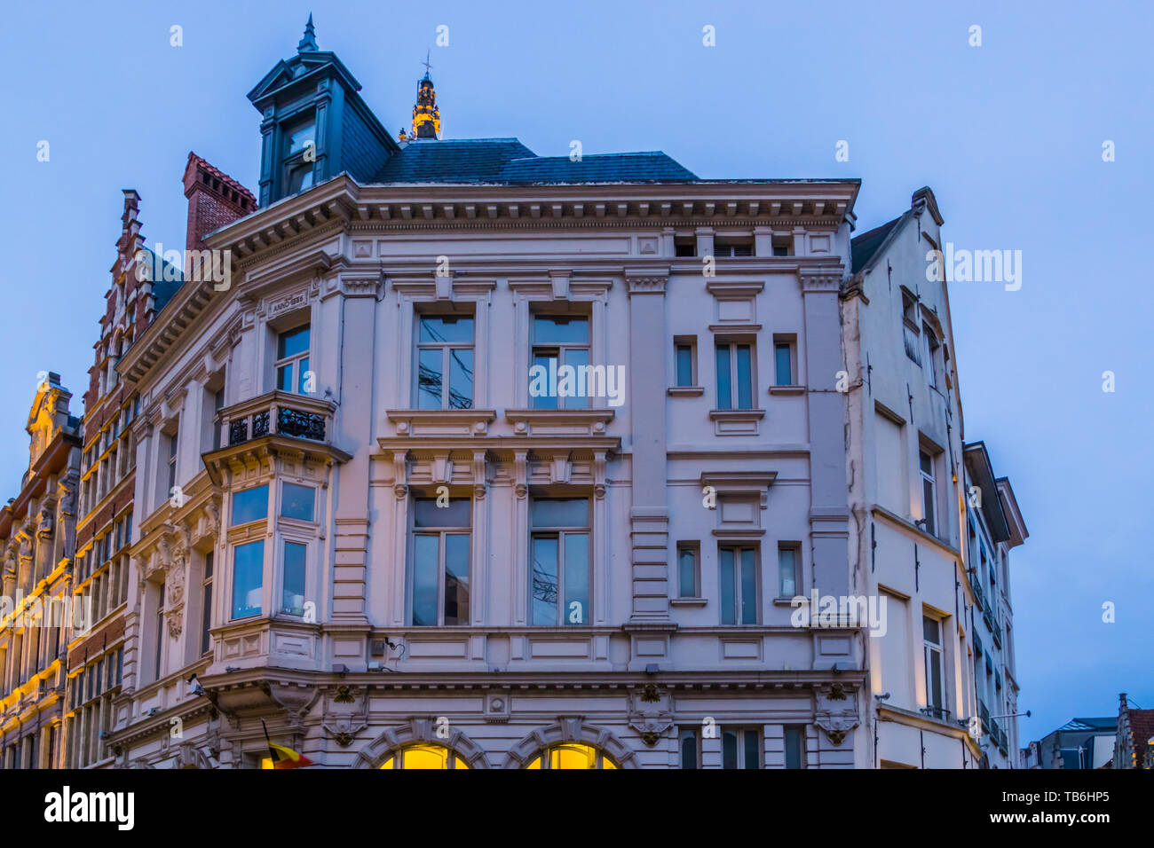 Old classical city architecture in antwerp, historical buildings in ...
