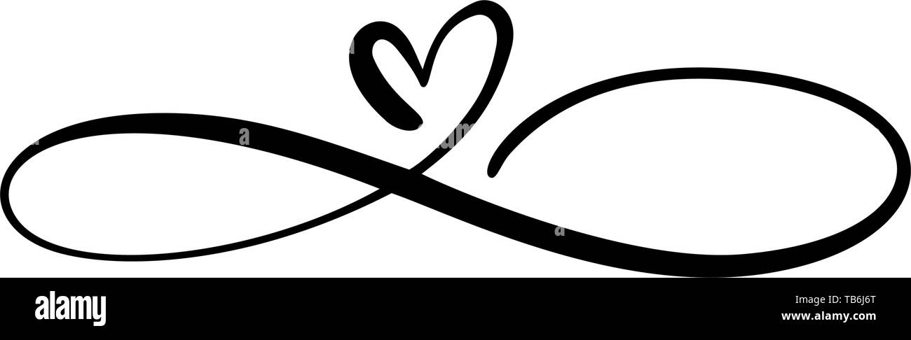 Love heart In the sign of infinity. Sign on postcard to Valentines day ...