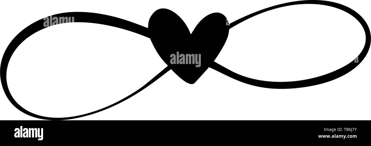 Love heart In the sign of infinity. Sign on postcard to Valentines day ...