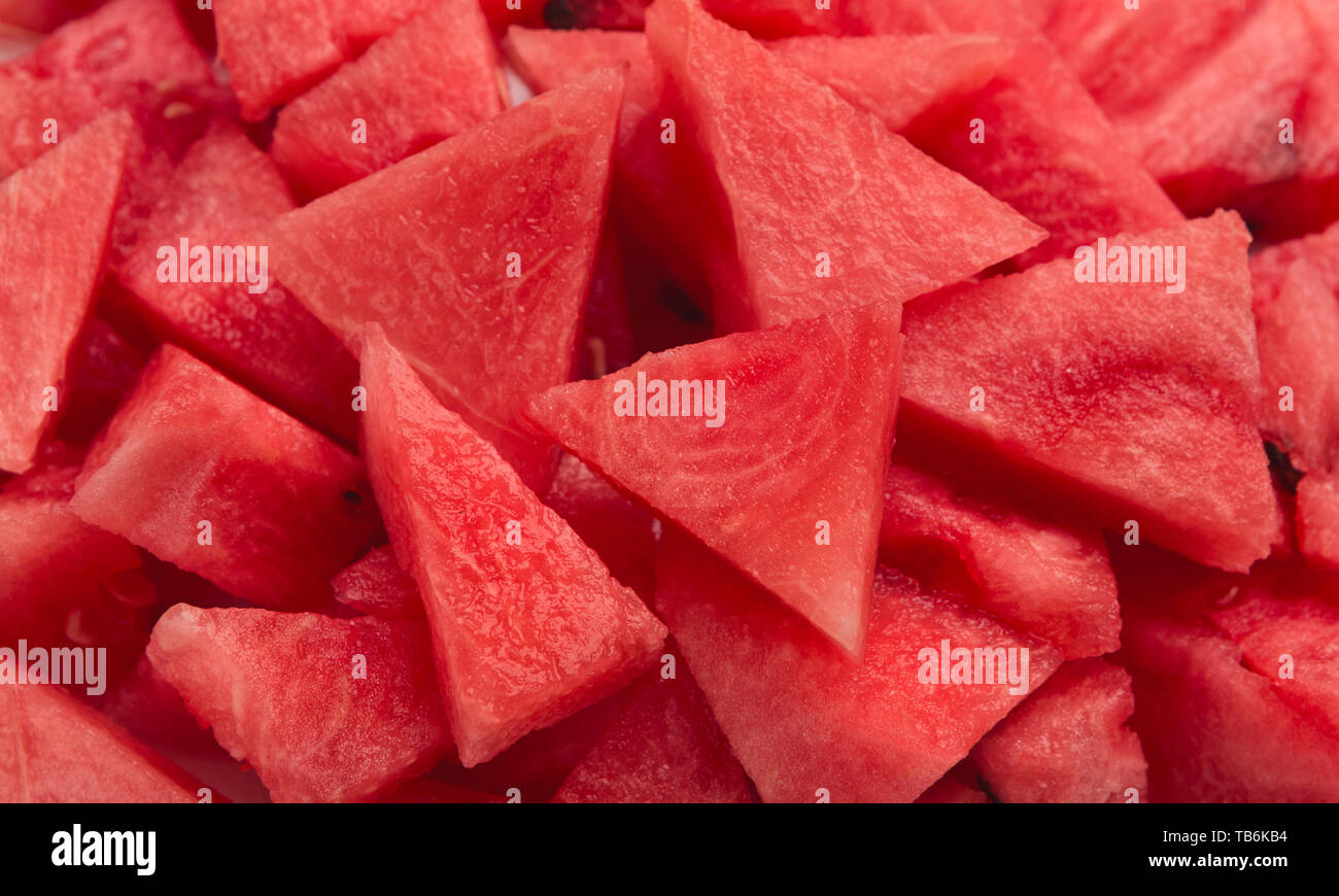 Red seedless watermelon pieces variety, natural summer food background ...