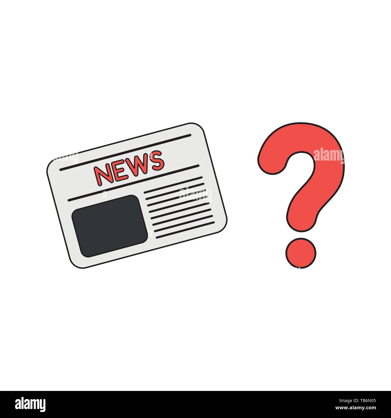 Vector icon concept of newspaper with question mark. Black outlines and ...
