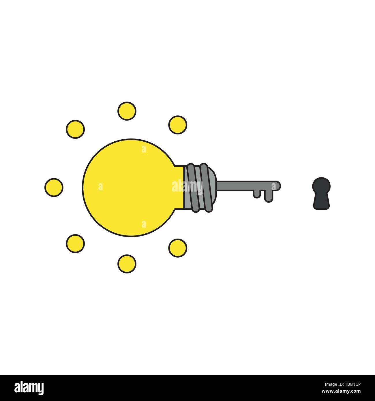 Vector icon concept of glowing light bulb key with keyhole. Black ...