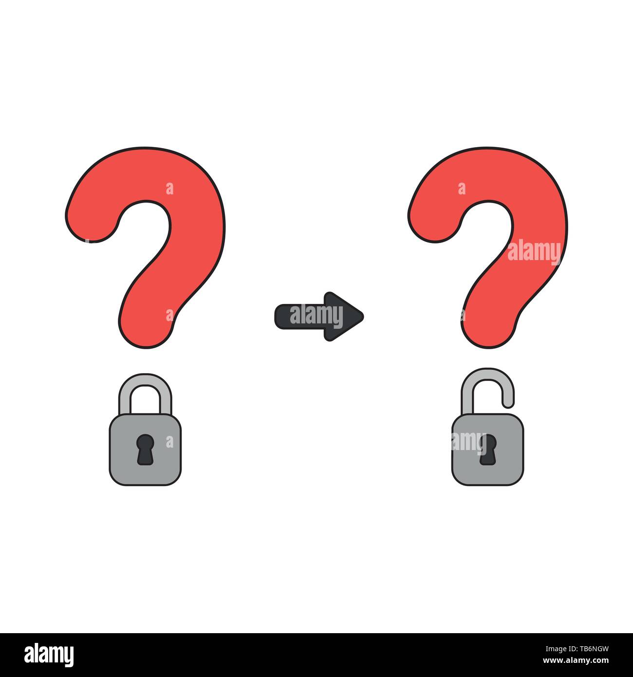 Vector icon concept of question mark with closed and open padlock ...