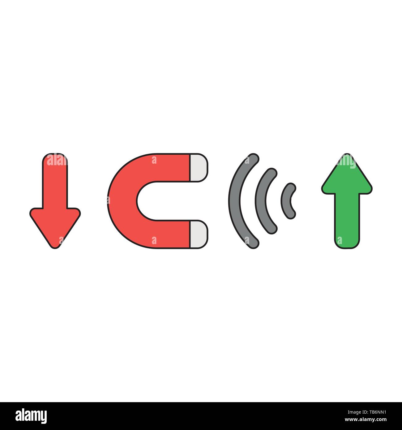 Vector icon concept of magnet attracting arrow moving up to moving down ...