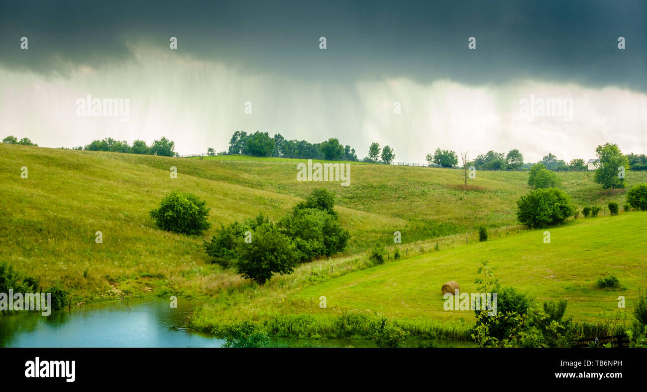 Scenic image of rainy weather in the Bluegrass region of Kentucky Stock ...