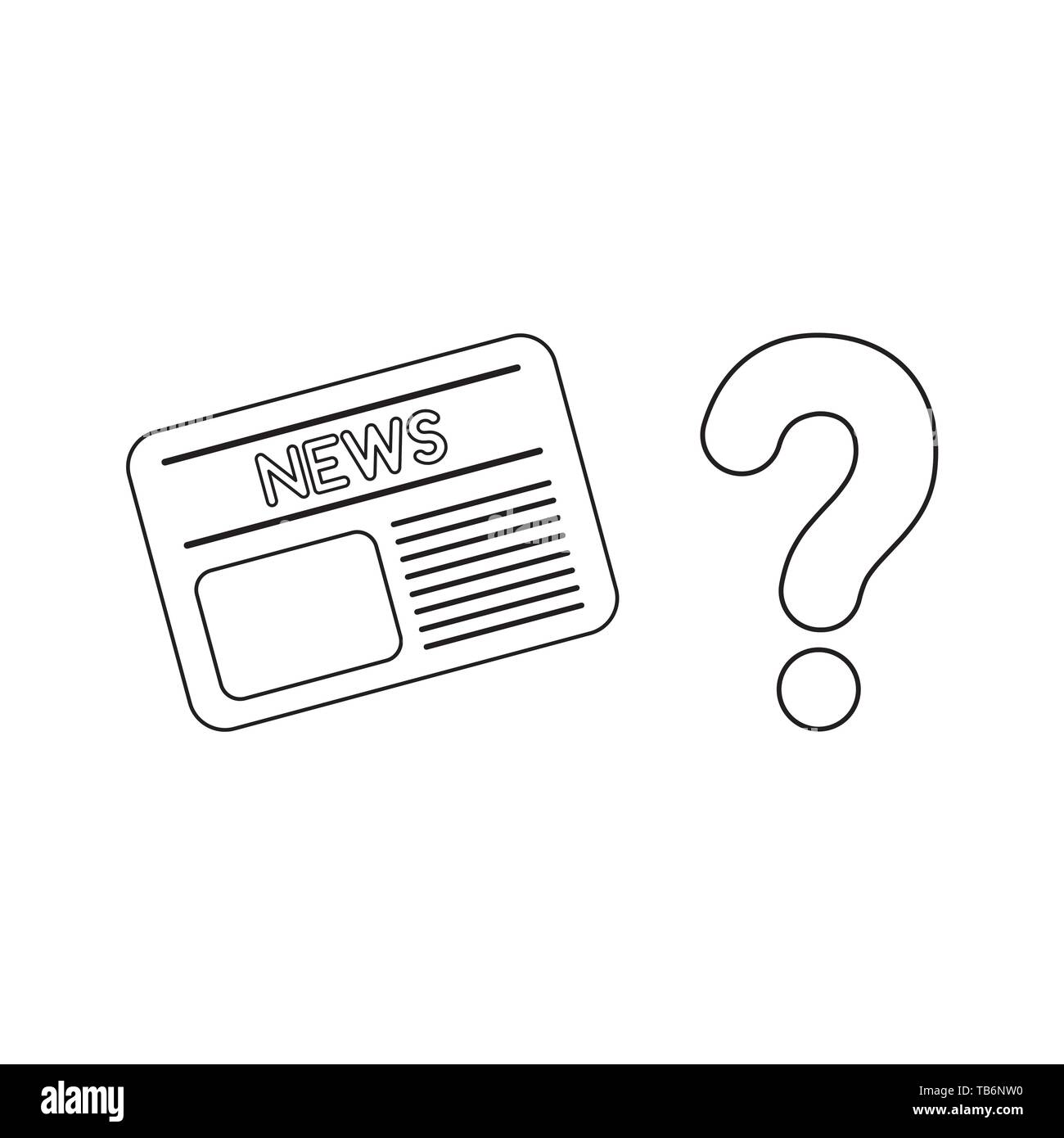 Vector icon concept of newspaper and question mark. Black outlines ...