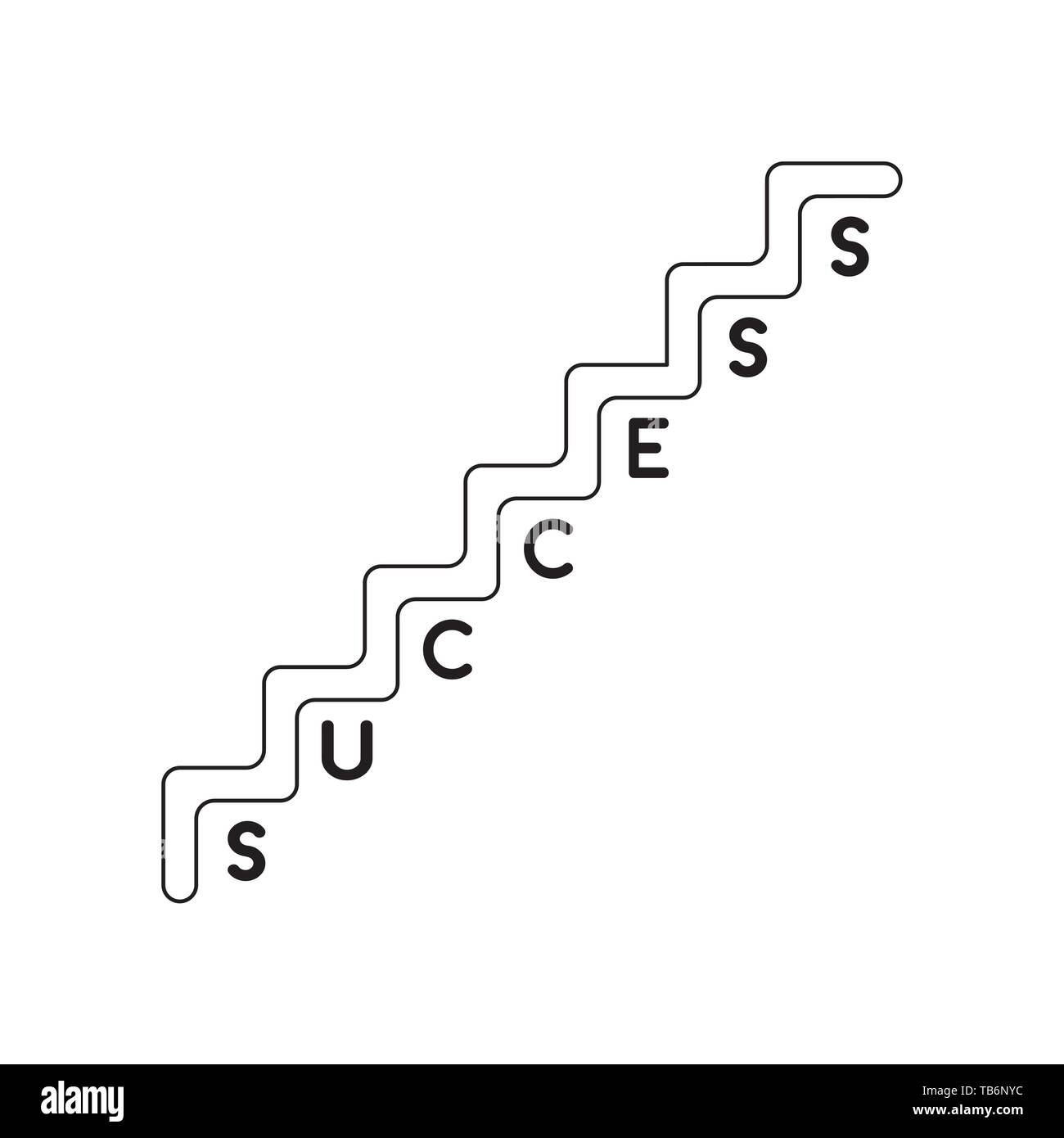 Vector icon concept of success stairs. Black outlines, white background ...