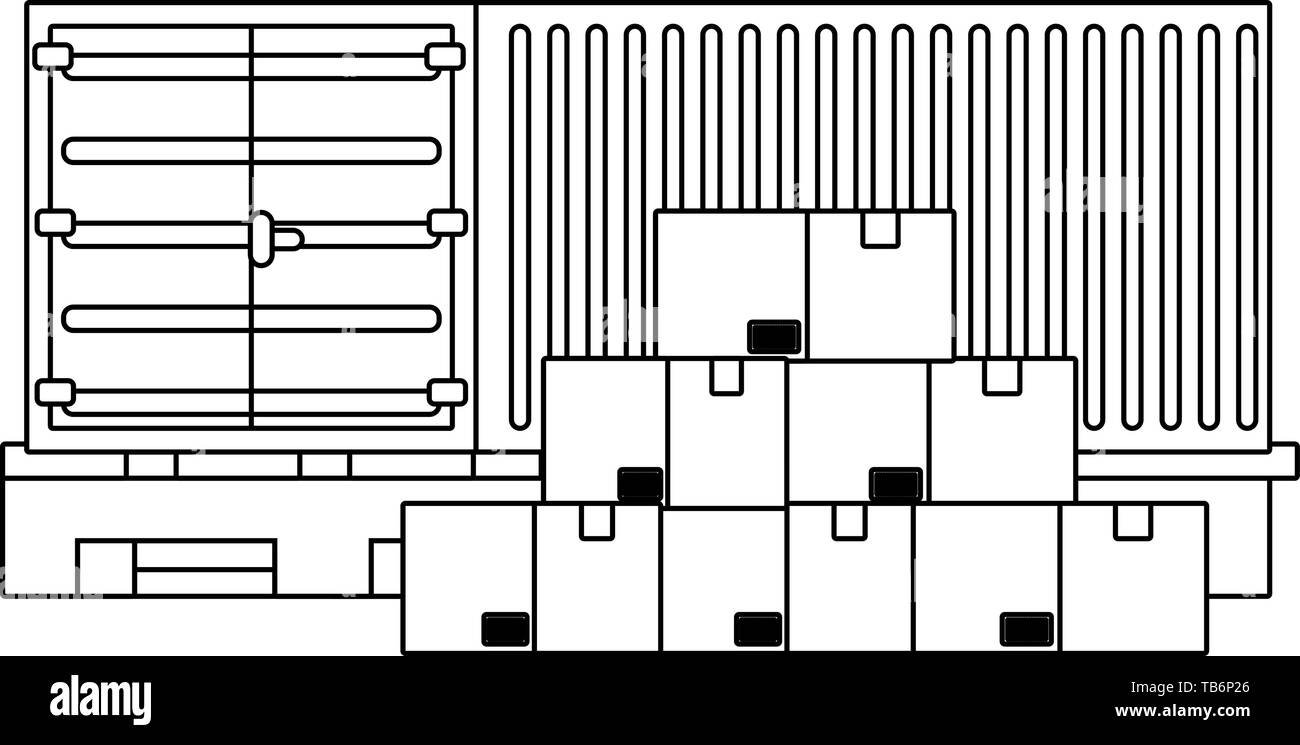 cargo container over pallets icon cartoon vector illustration graphic ...