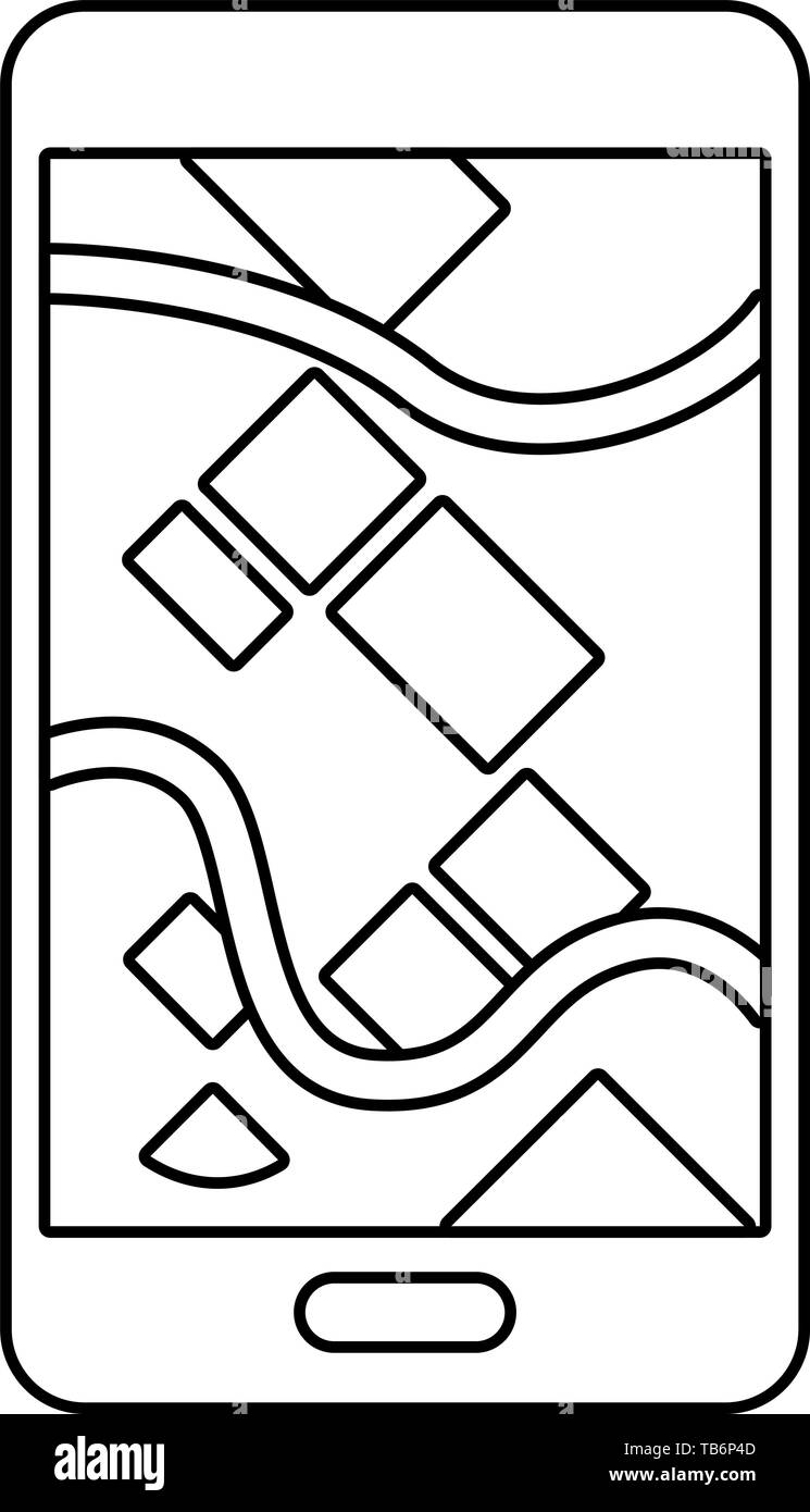 cellphone showing map icon cartoon vector illustration graphic design ...