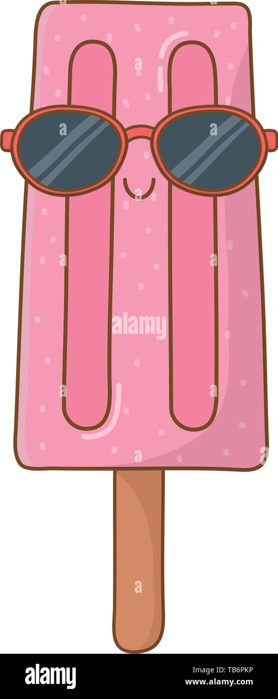 Popsicle with sunglasses funny summer cartoon vector illustration ...