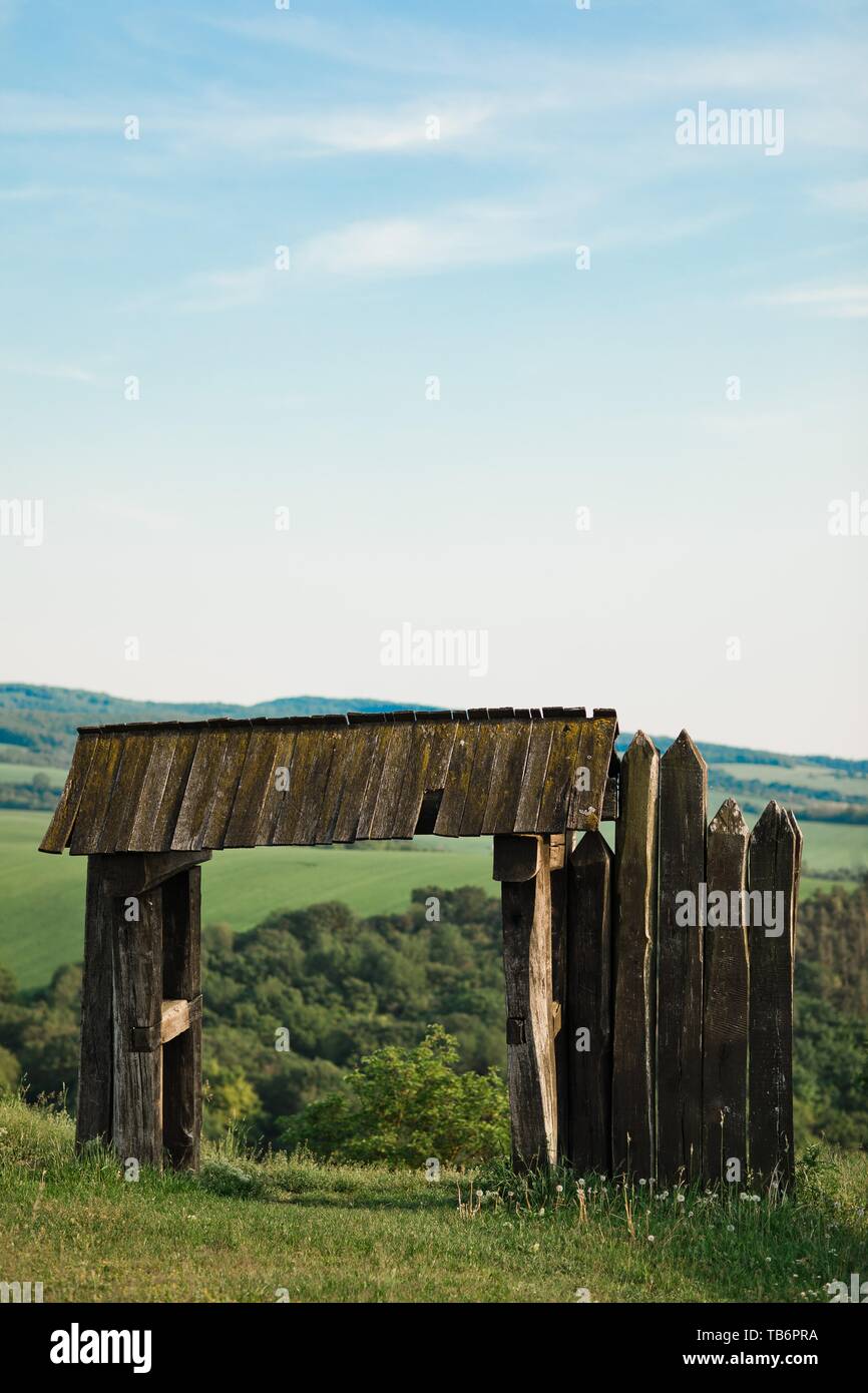 Vintage gateway, ancient city wooden gate at old historic place Stock ...