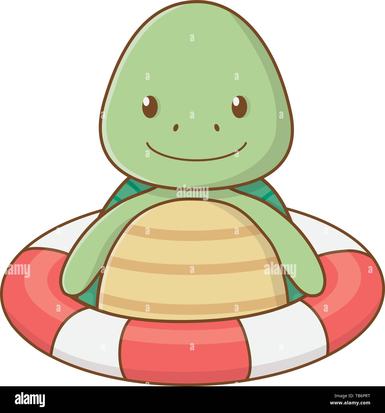 cute animal turtle enjoying summer time vacations holidays cartoon ...