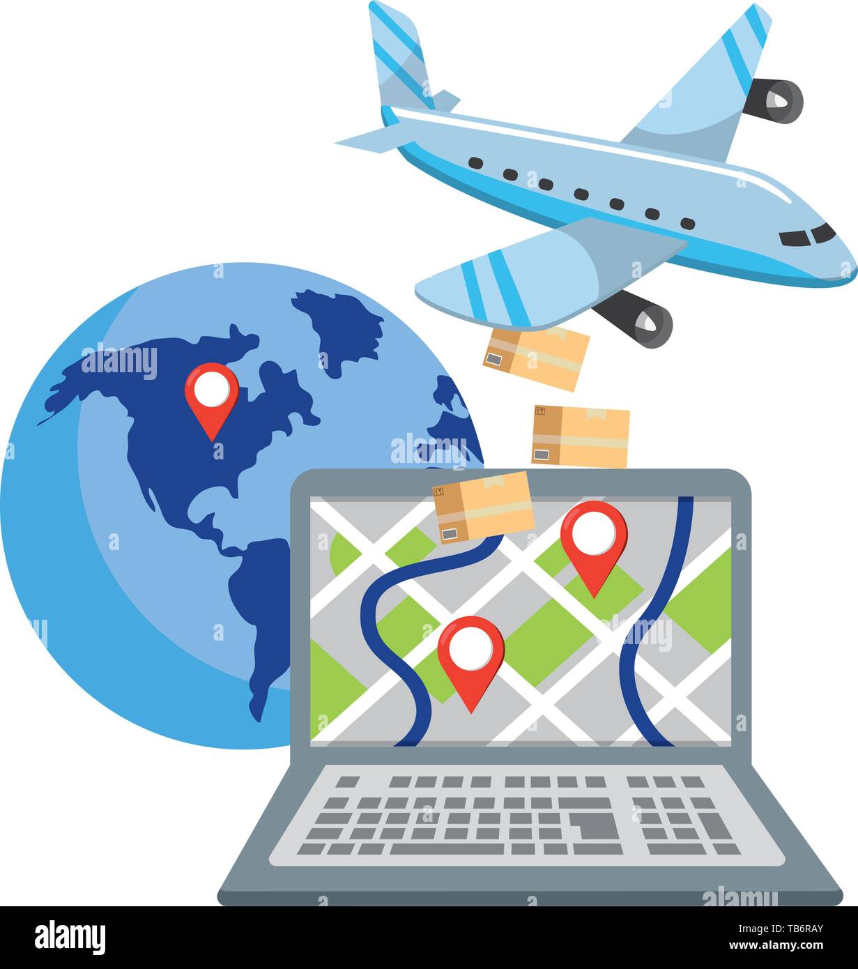 delivery tracking service shipping business logistic cartoon vector ...