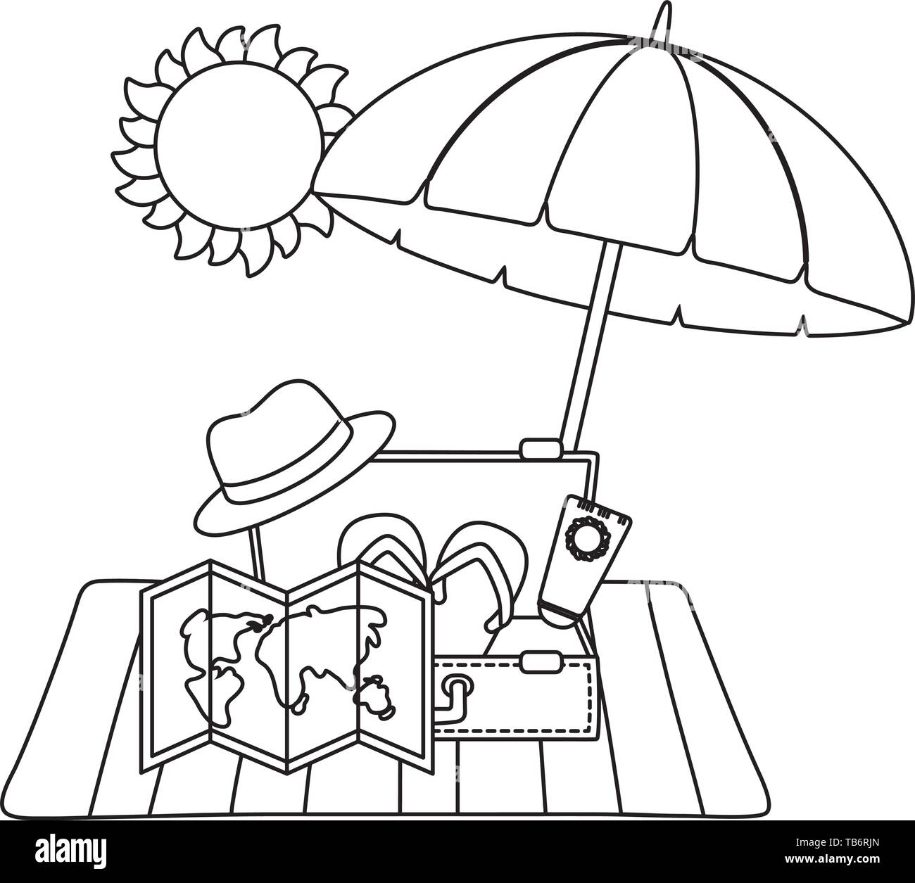 Summer Vacation Clip Art Black And White