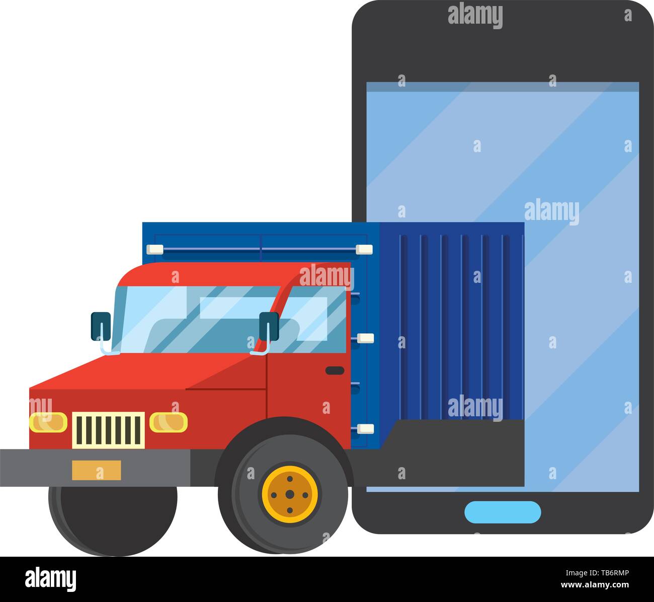 truck with cellphone icon cartoon vector illustration graphic design ...