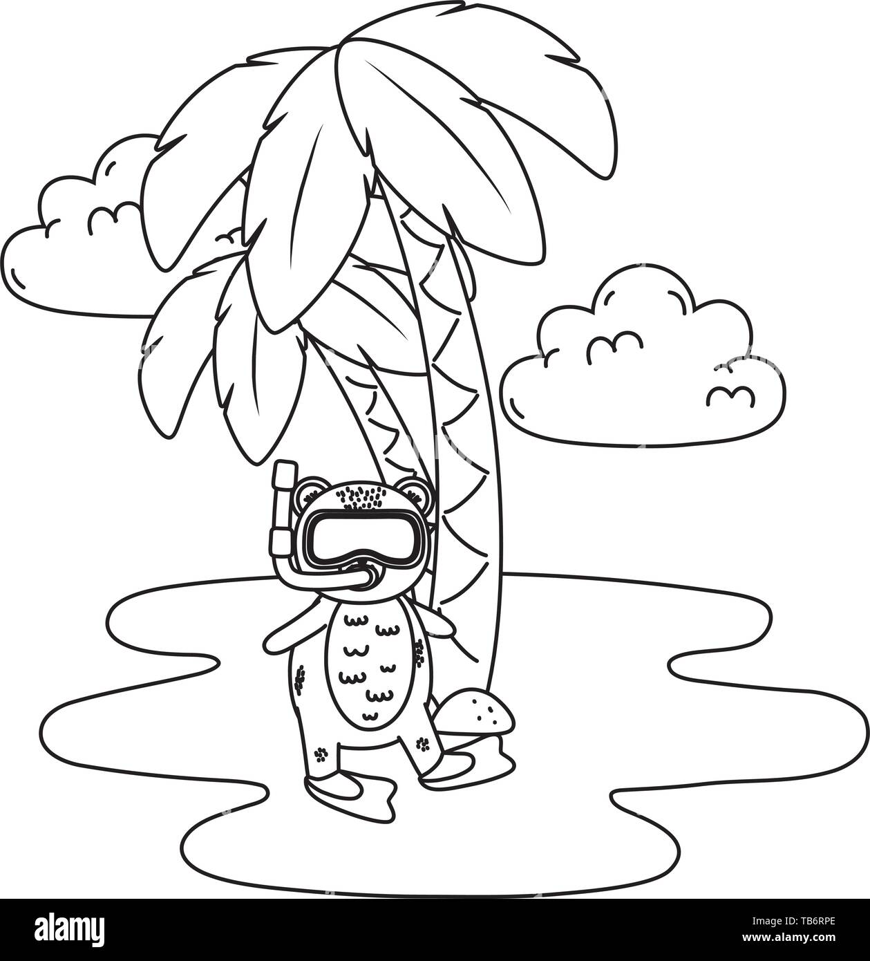 summer vacation relax time cute little happy animal bear wearing ...