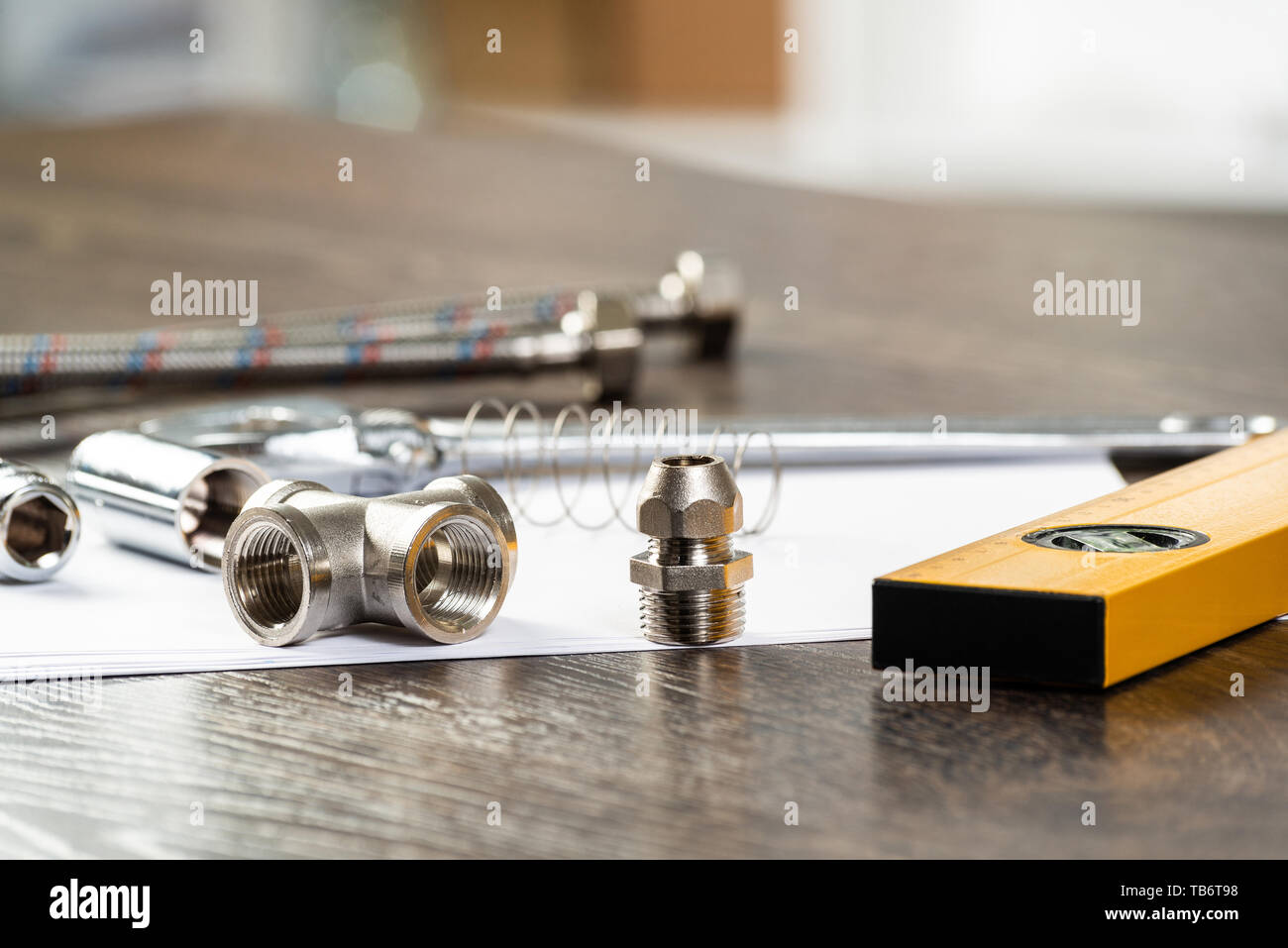 Steel water fittings for hydraulic system Stock Photo - Alamy