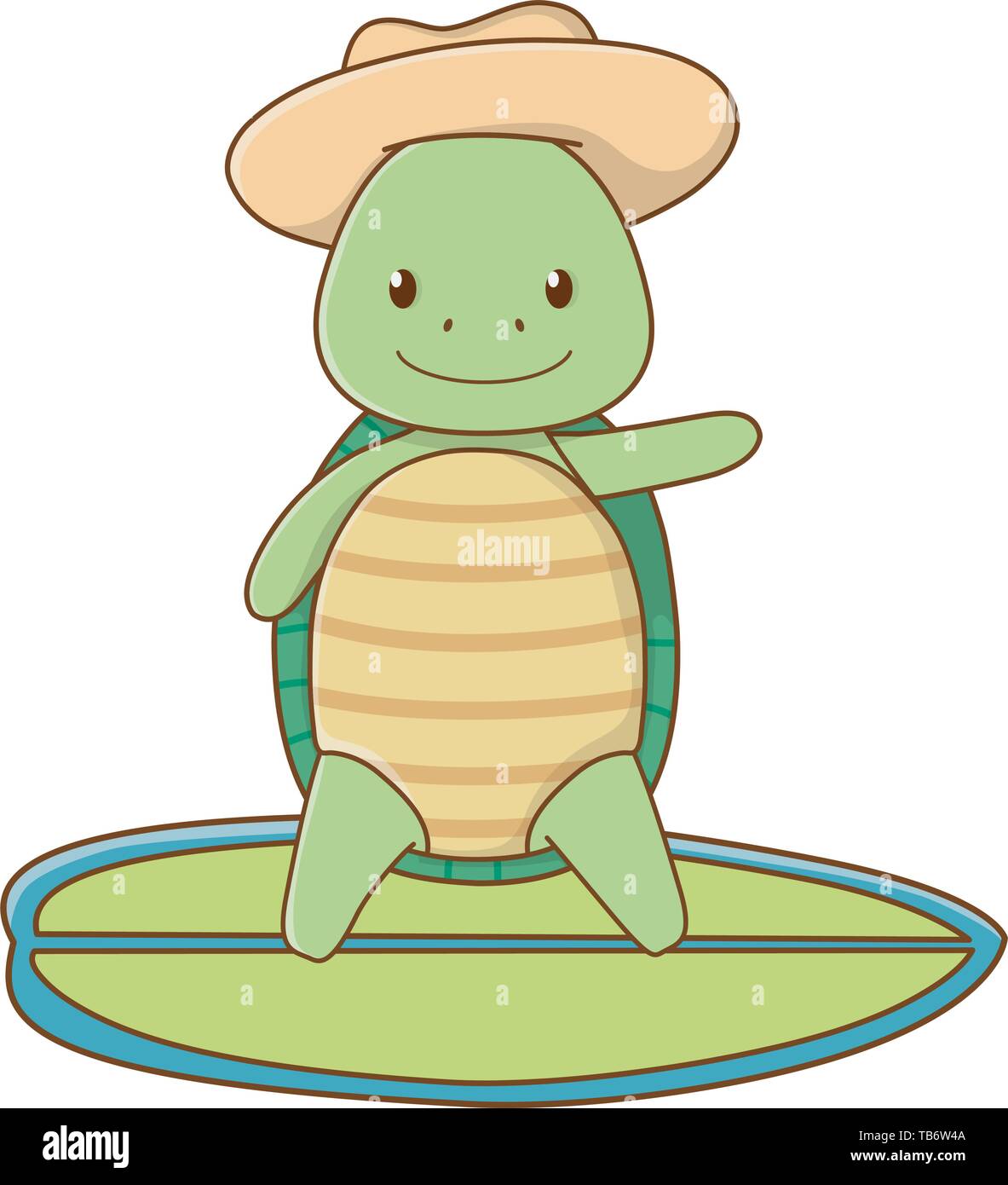 cute animal turtle enjoying summer time vacations holidays cartoon ...