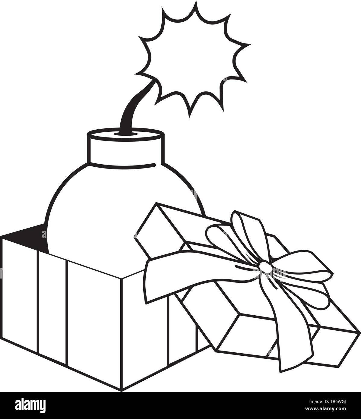 Pop art gift box with bomb cartoon vector illustration graphic design ...