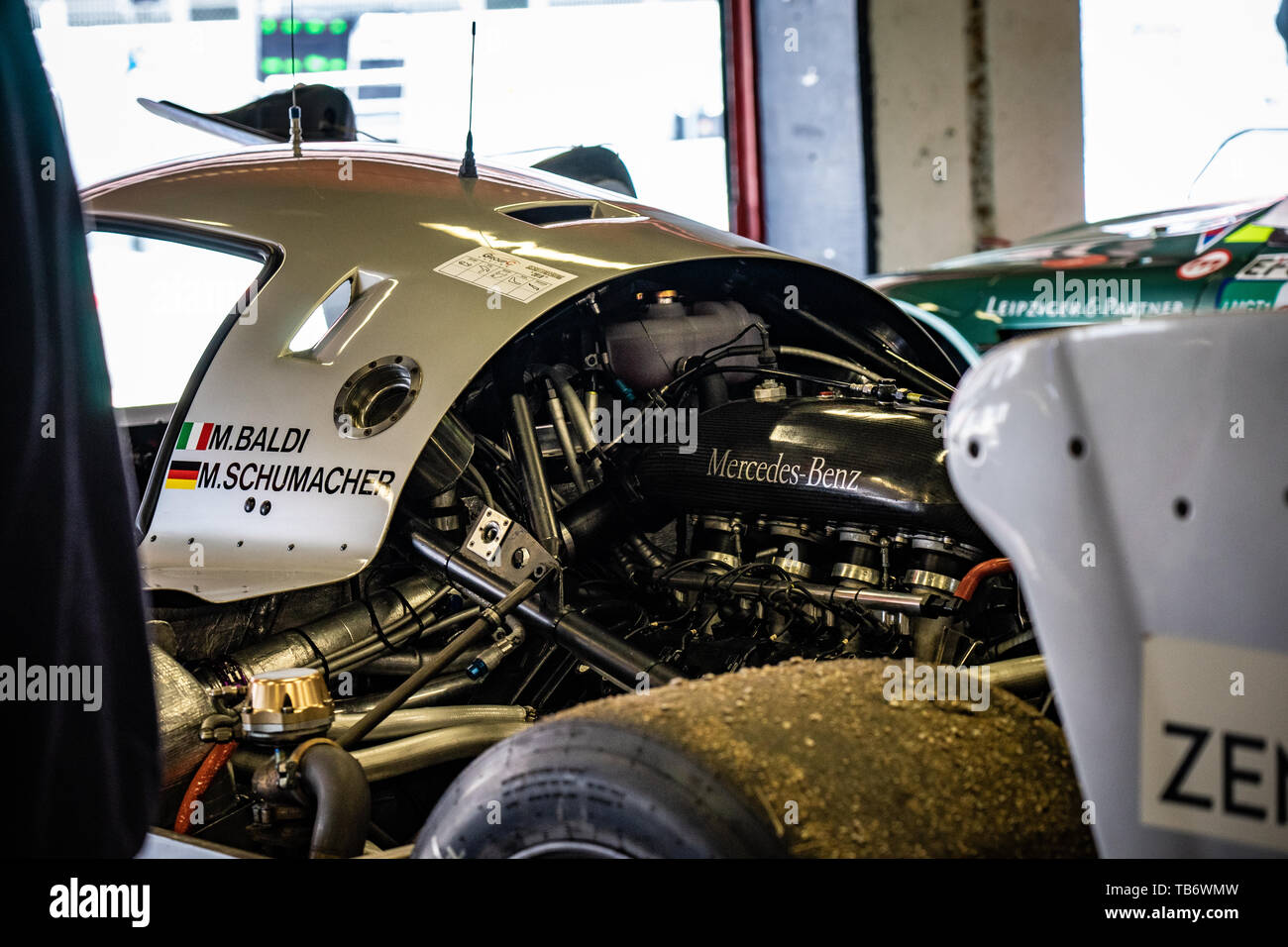 Classic endurance racing group C Mercedes Benz C11 1989 in montjuic ...