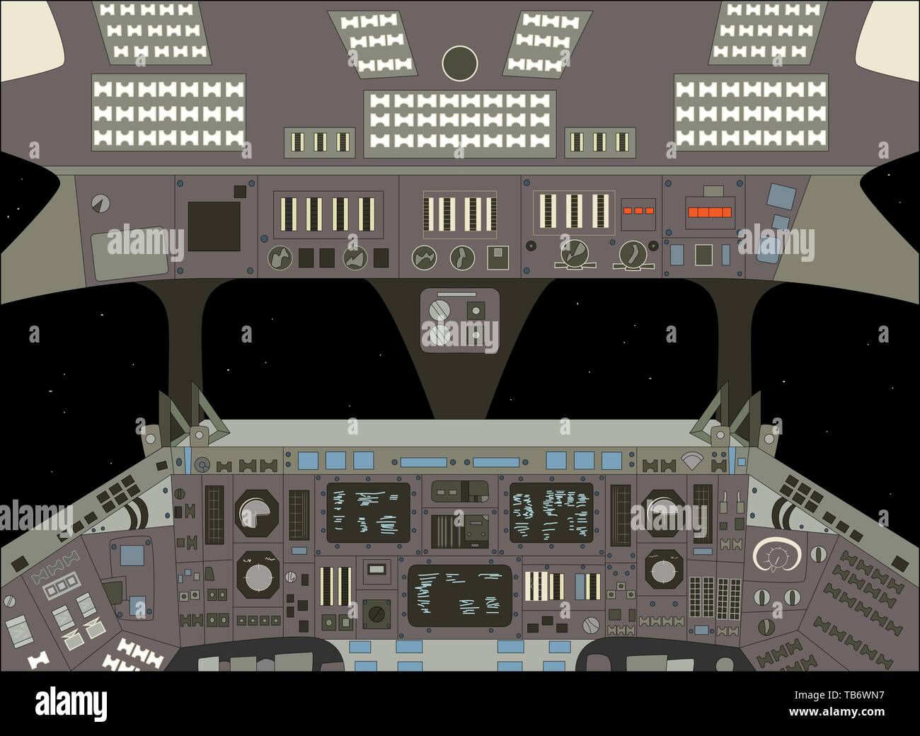 Spaceship cabin from inside, vector illustration Stock Vector Image ...