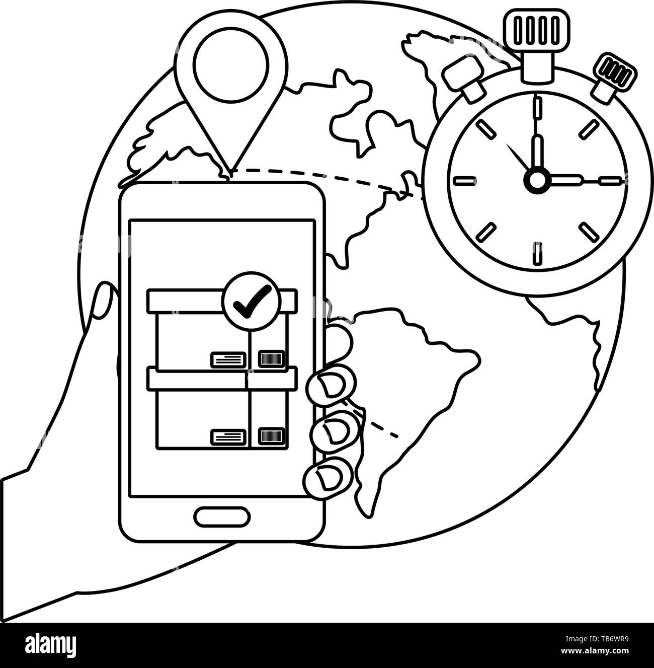 delivery tracking service shipping business logistic cartoon vector ...