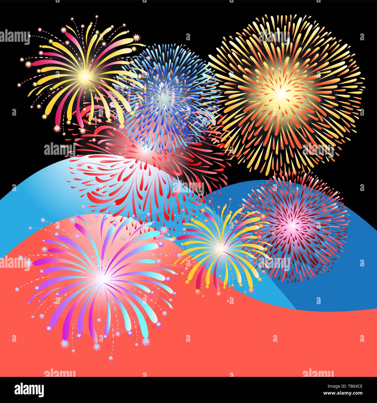 Vector set of fireworks on black background Stock Vector Image & Art ...