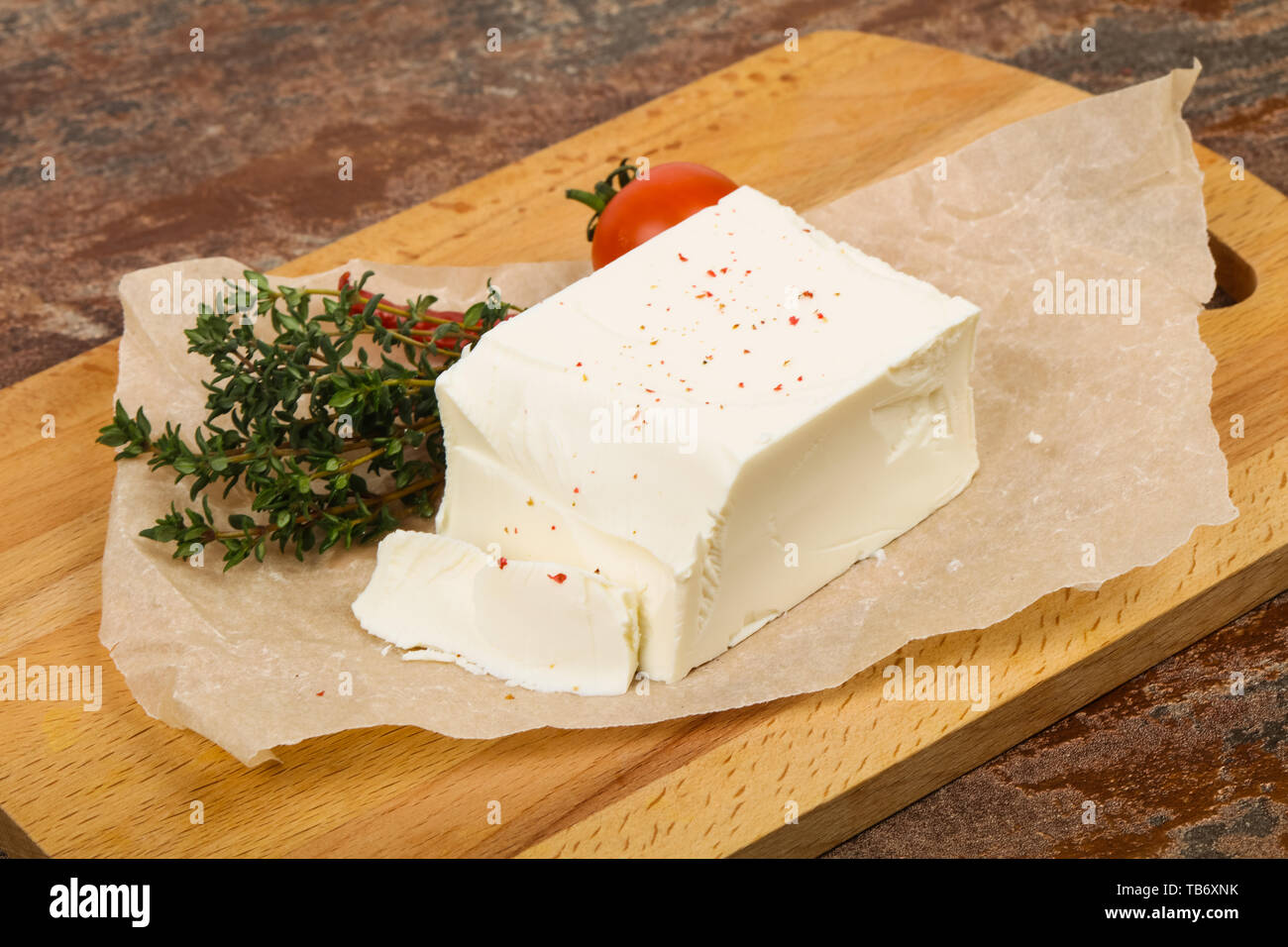 Traditional Feta Cheese served thyme Stock Photo - Alamy