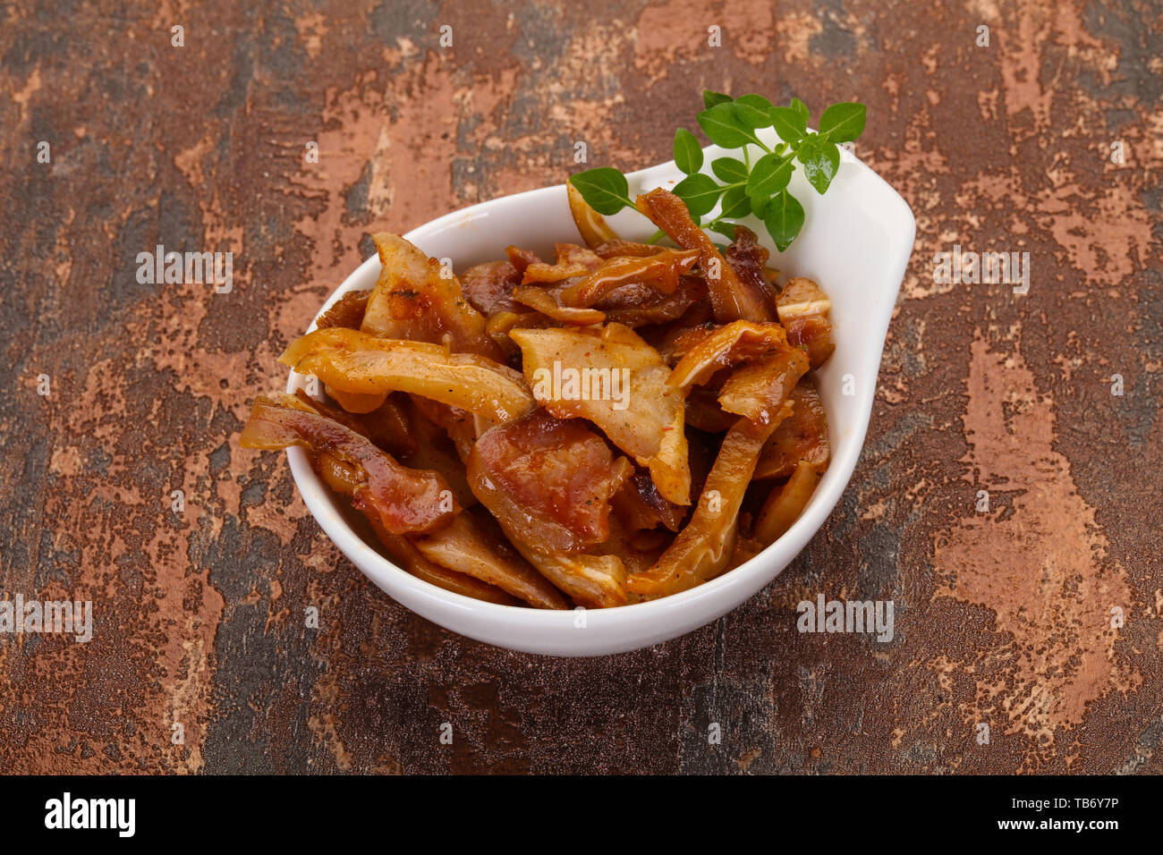 Pork ear snack in the bowl Stock Photo - Alamy