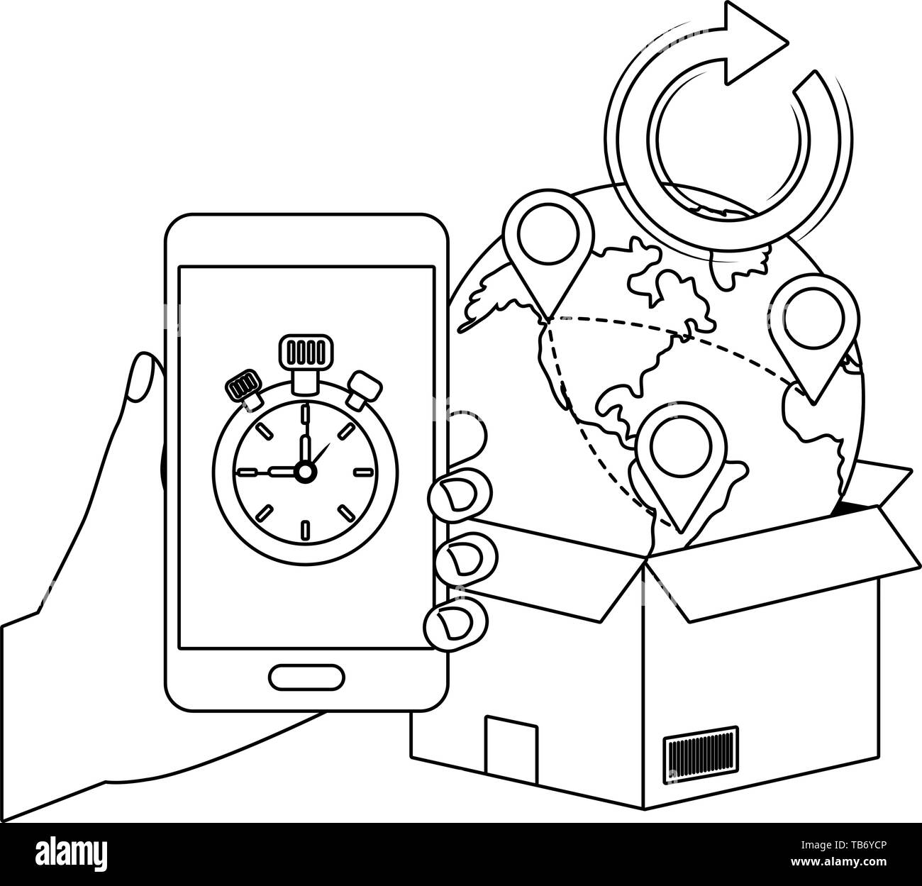 delivery tracking service shipping business logistic cartoon vector ...