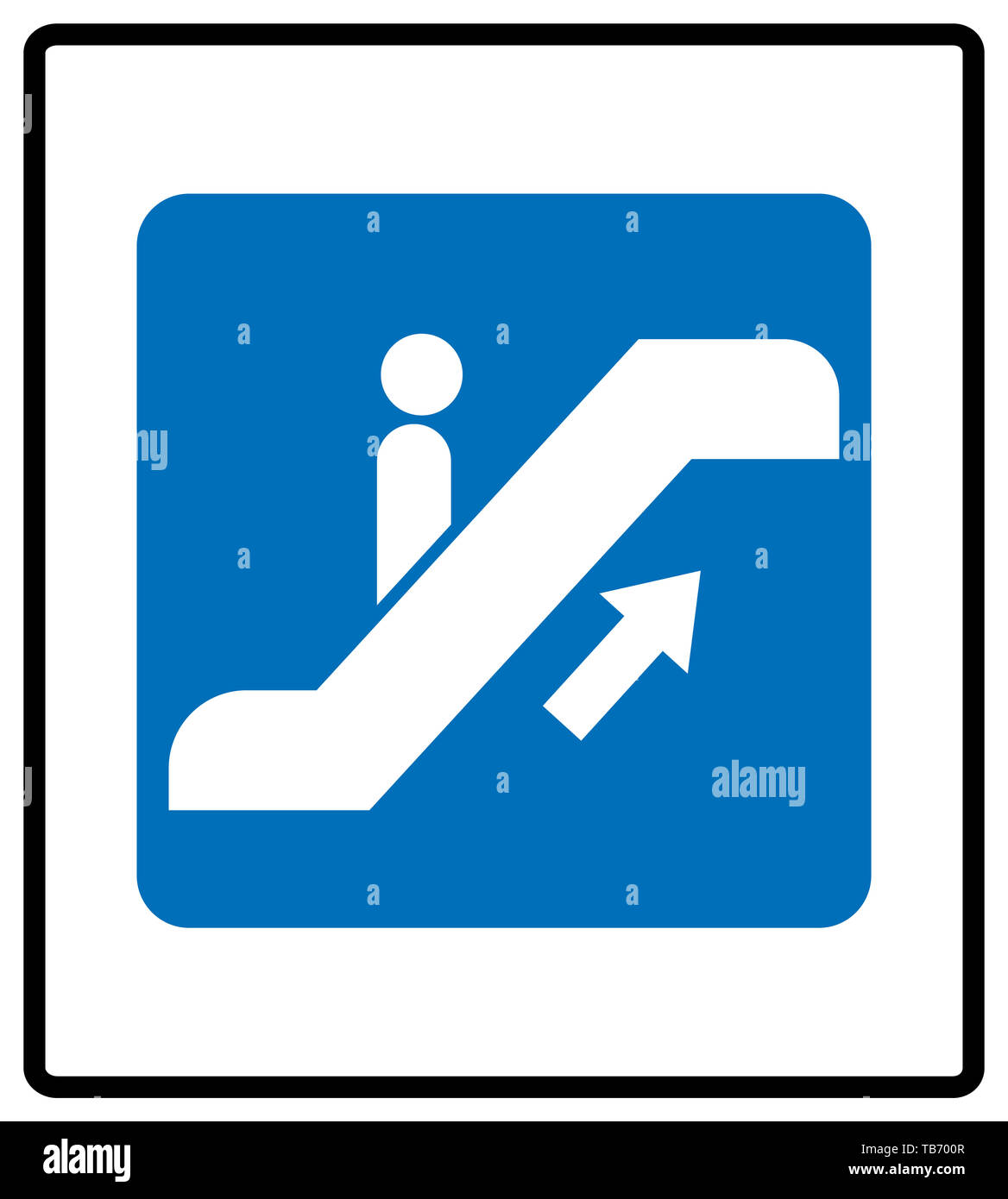 Escalator goes up sign. illustration isolated on white Blue mandatory ...