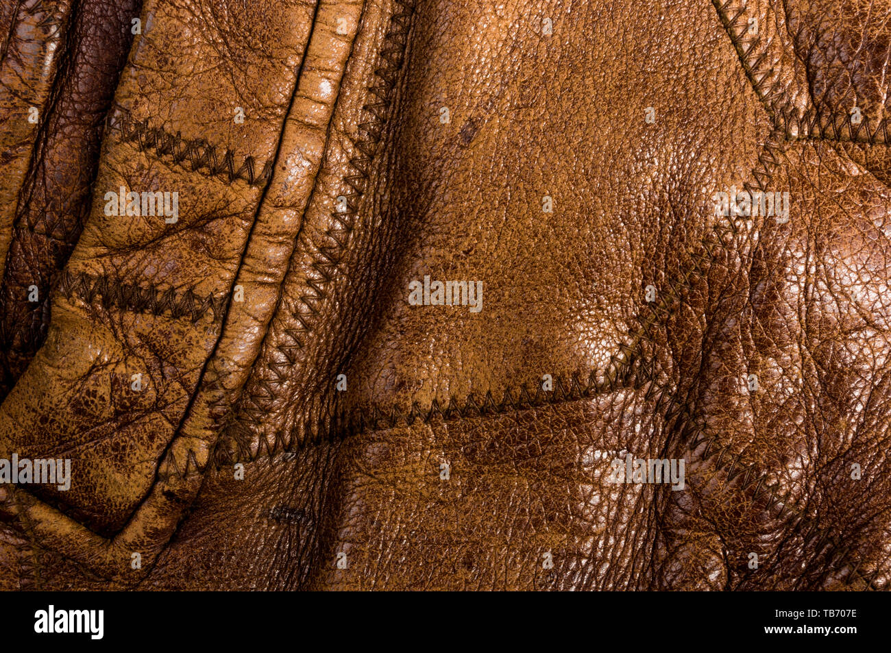 Old vintage genuine soft brown leather texture background, top layer ...