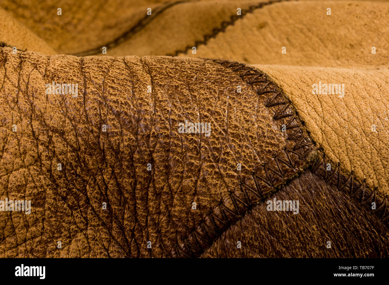 Old vintage genuine soft brown leather texture background, top layer ...