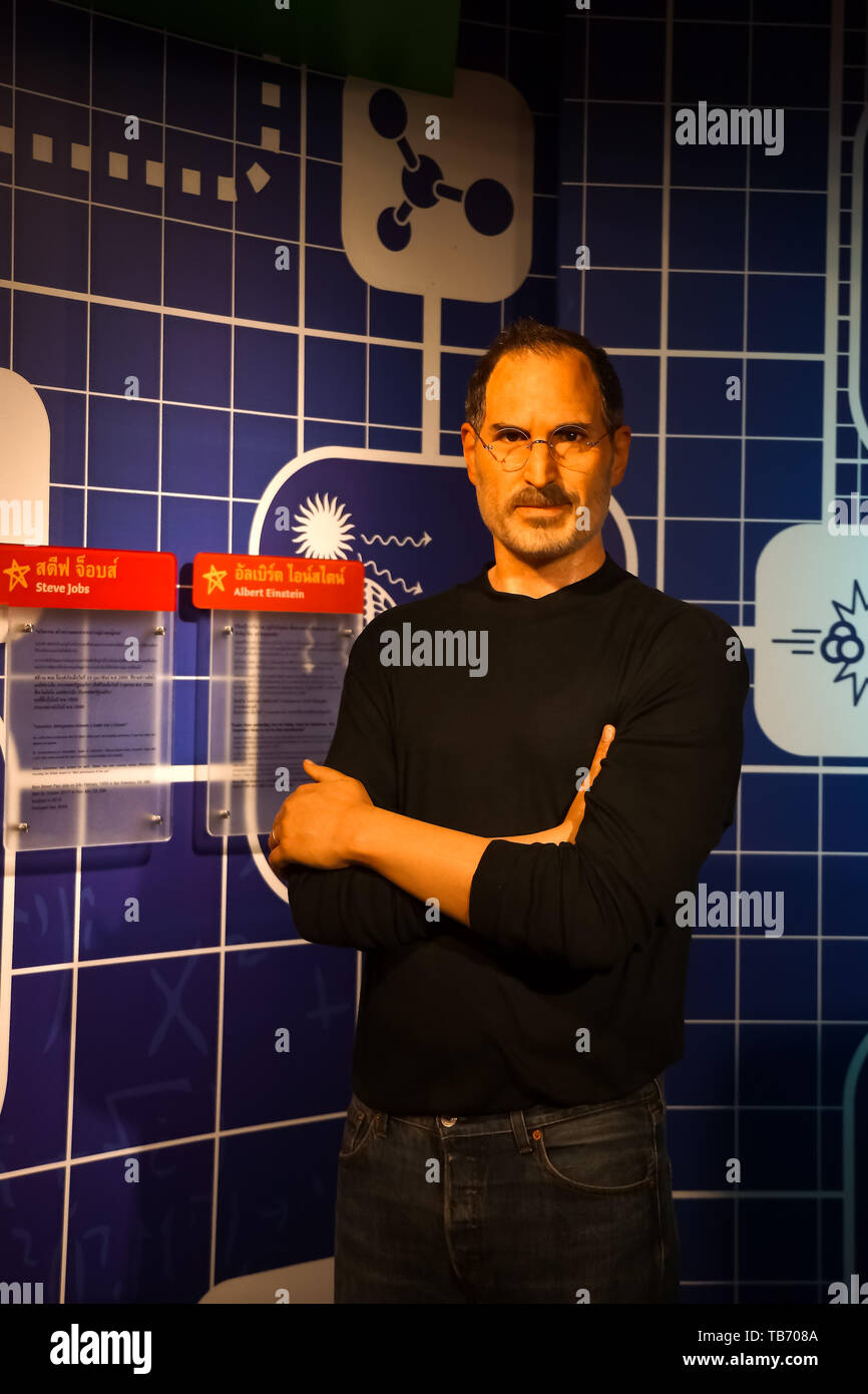 Bangkok, Thailand, March 2013 A waxwork of famous Steve Jobs on display ...