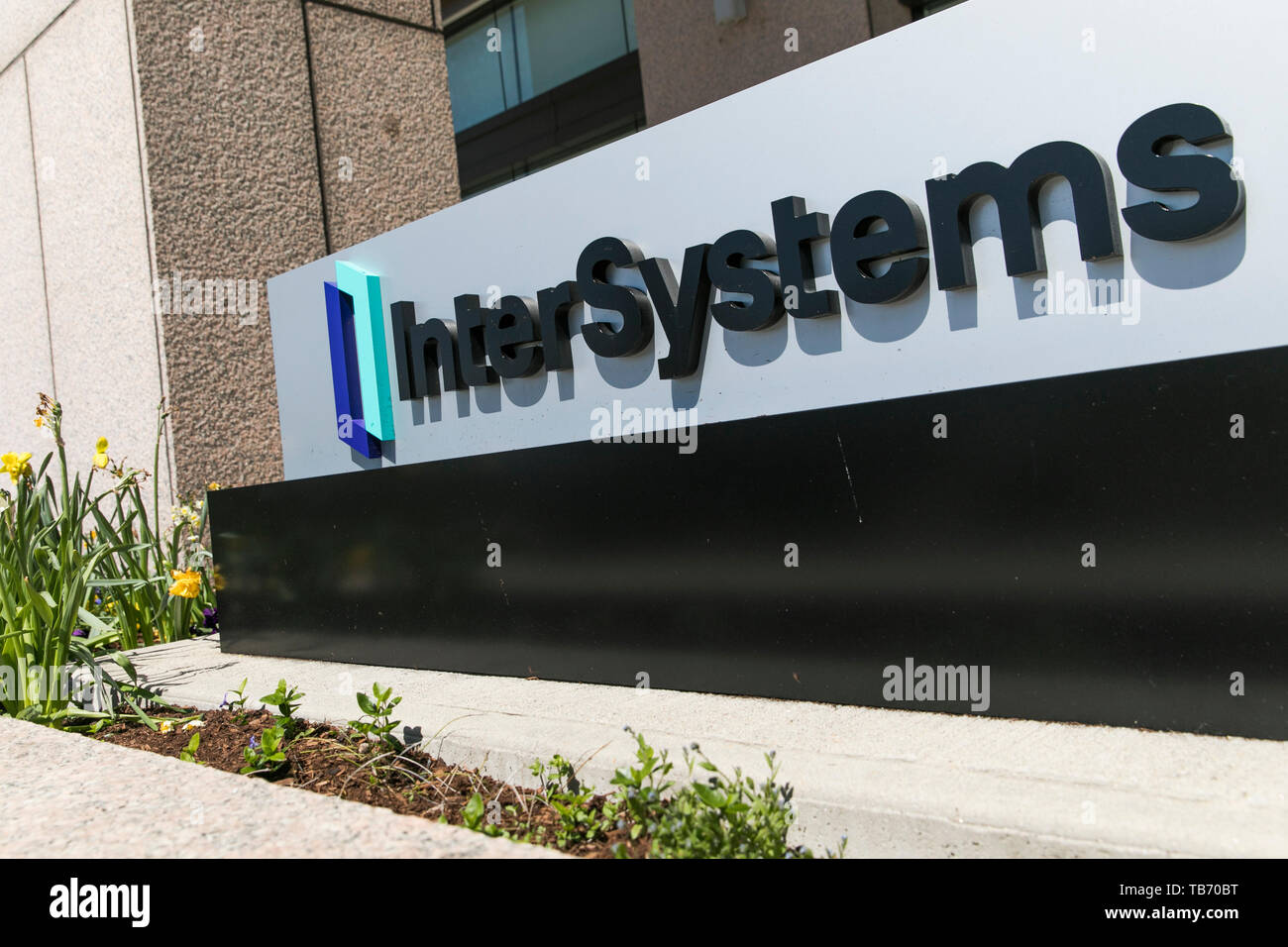 A logo sign outside of the headquarters of InterSystems Corporation in ...
