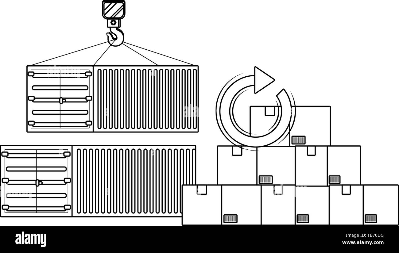 delivery and transport elements cellphone, map, boxes pushcart and ...