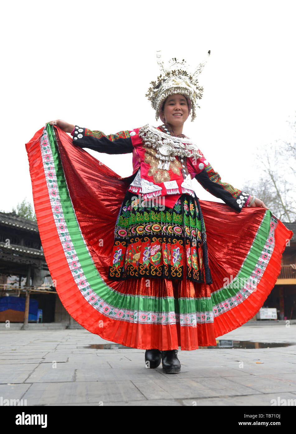 Portrait a beautiful Miao girl taken in Guizhou, China Stock Photo - Alamy