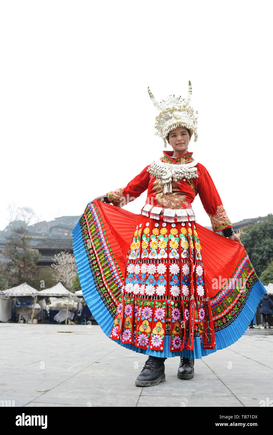 Portrait a beautiful Miao girl taken in Guizhou, China Stock Photo - Alamy