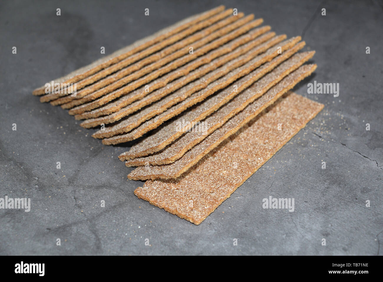Thin crispbread from rye flour. Dietary nutrition. Close-up Stock Photo ...
