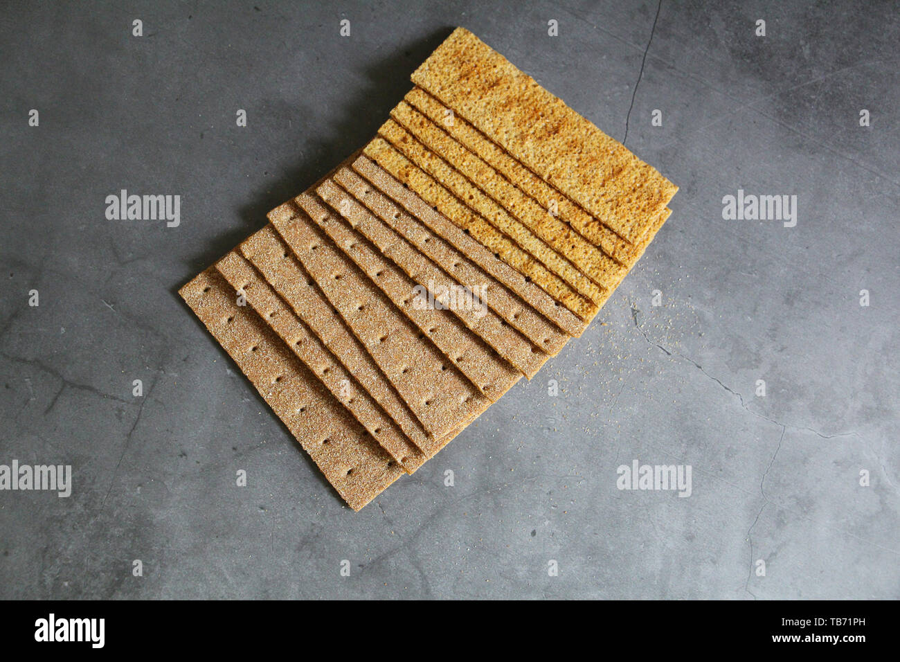Thin crispbread from rye flour. Dietary nutrition. Close-up Stock Photo ...