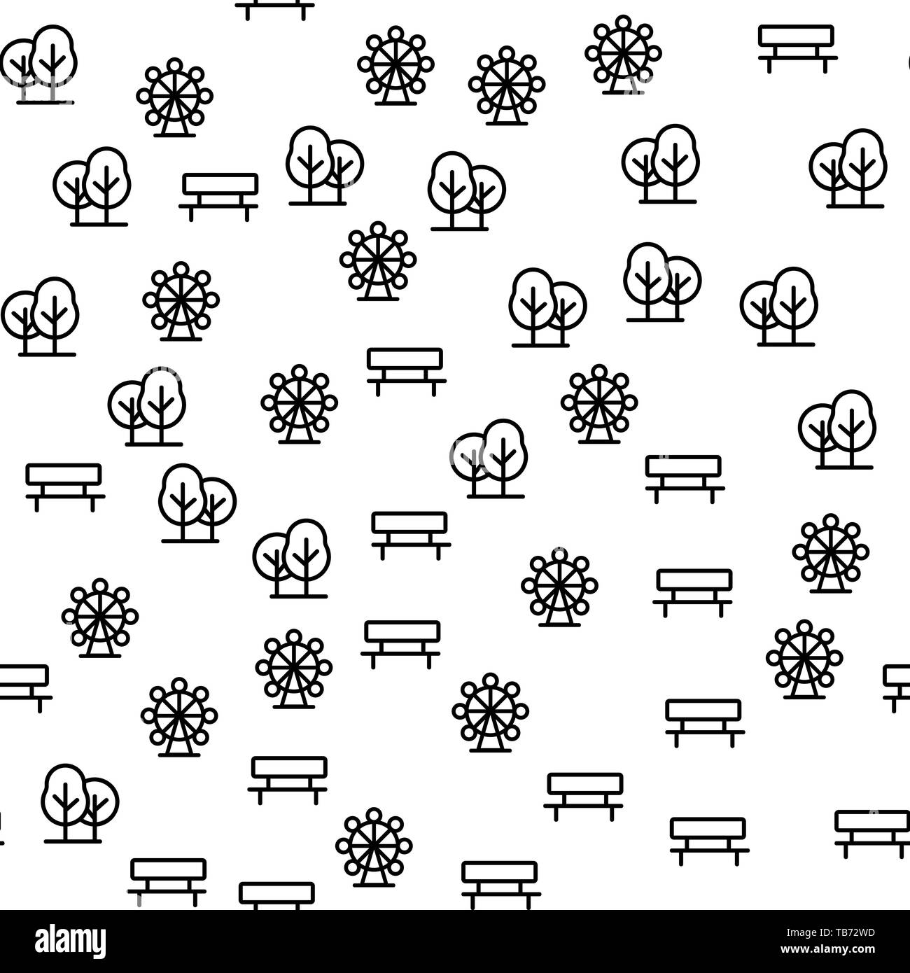 Elements Of Amusement Park Seamless Pattern Vector Stock Vector Image ...