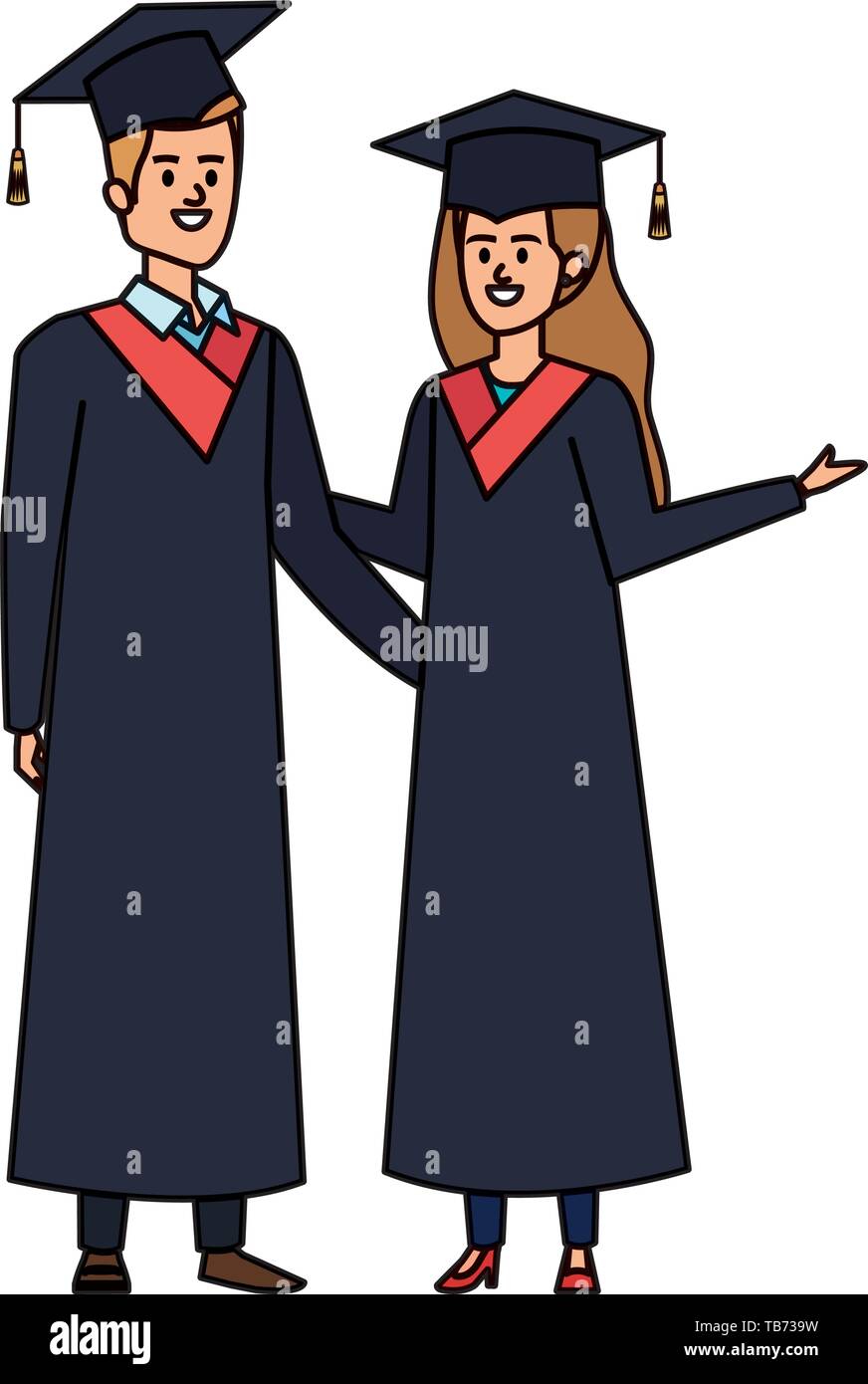 young couple students graduated characters Stock Vector Image & Art - Alamy