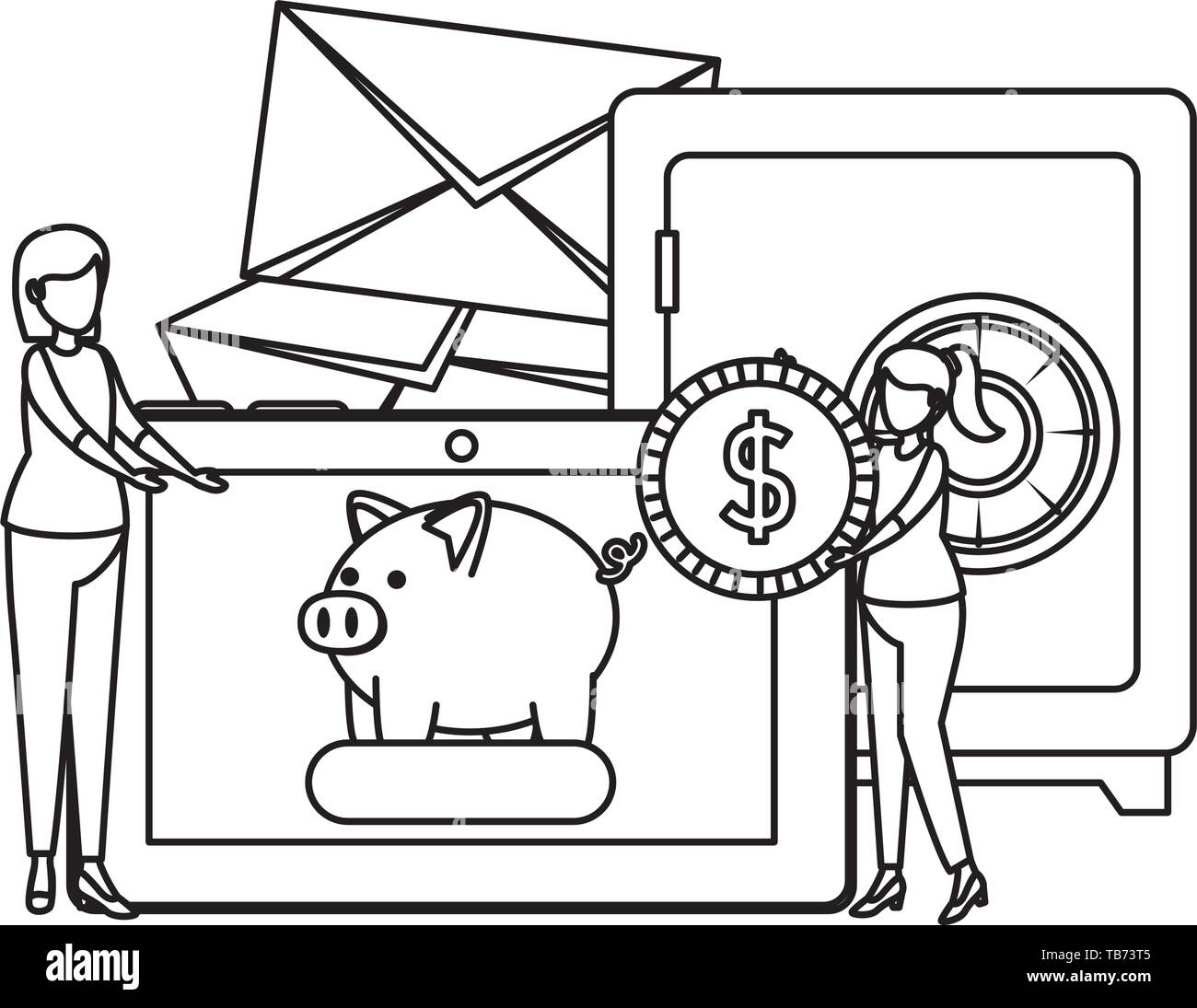 Women using mobile app Stock Vector Images - Alamy