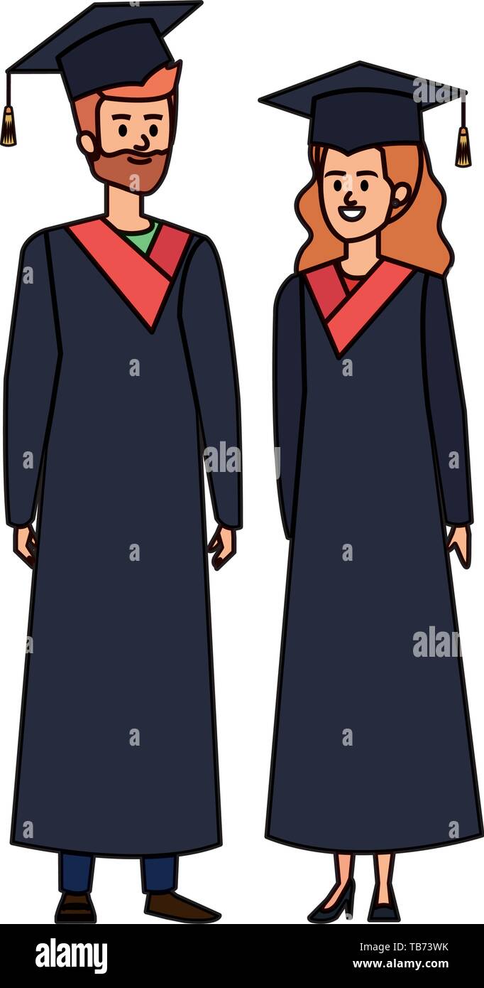 young couple students graduated characters Stock Vector Image & Art - Alamy