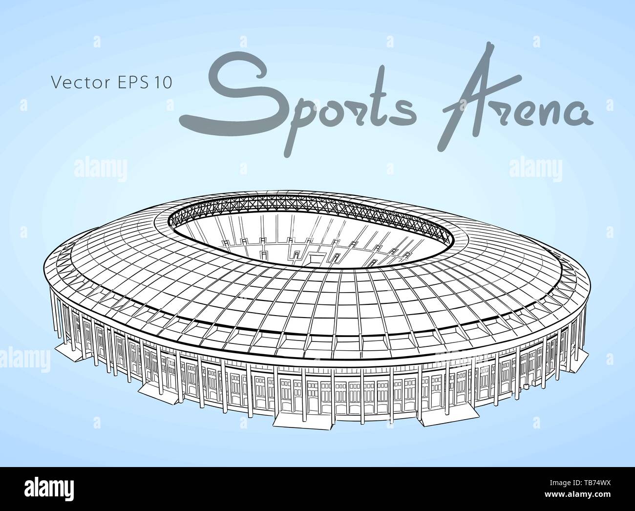 Sports arena. Hand drawn sketch vector illustration Stock Vector Image ...