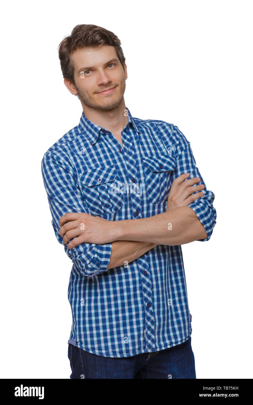 Front view of man in jeans. Standing young guy. Rear view people ...