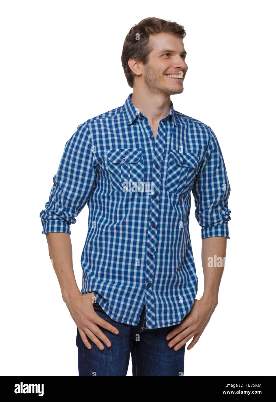 Front view of man in jeans. Standing young guy. Rear view people ...